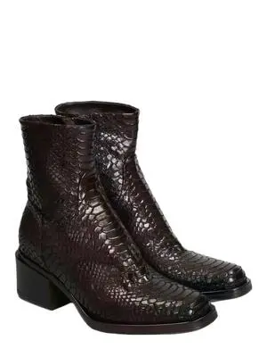 Elena Iachi Snakeskin Effect Ankle Boots - Brown