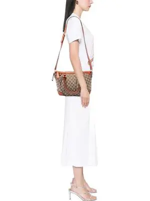 Gucci Sukey Satchel In Gg Canvas - Orange