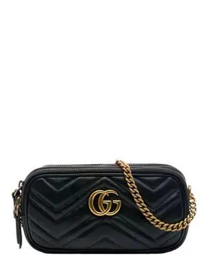 Gucci Mini Gg Marmont Matelasse Leather Triple Zip Crossbody Bag - Black