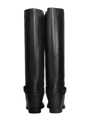 VIA ROMA 15 Buckle-strap Leather Boots - Black