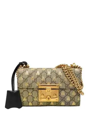 GUCCI Gucci Small GG Supreme Bee Padlock Crossbody Bag