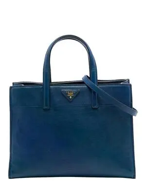 Prada Saffiano Leather Tote Satchel - Blue