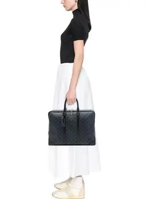 LOUIS VUITTON 2017 Damier Graphite Porte Documents Voyage Pm Business Bag - Black