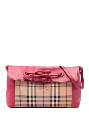 Burberry Haymarket Check Coated Canvas Leah Crossbody Bag - Red
