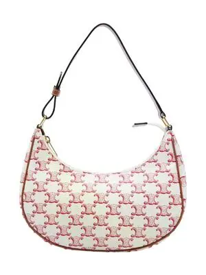 Celine 2021 Triomphe Coated Canvas Ava Shoulder Bag - White