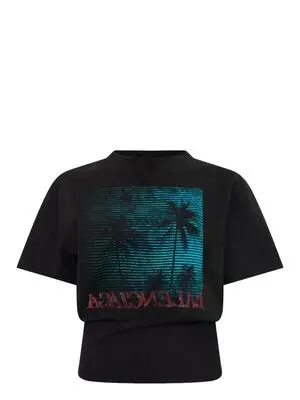 Balenciaga Crop T-shirt With Graphic Design - Black