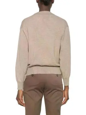 Brunello Cucinelli Brunello Cucinelli V-Neck Long Sleeve Sweater Neutrals
