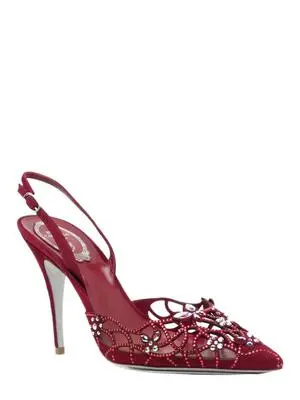 Rene Caovilla Embellished Slingback Pumps - Red
