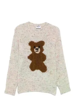 Moschino Teddy Bear Motif Wool Sweater - Neutrals