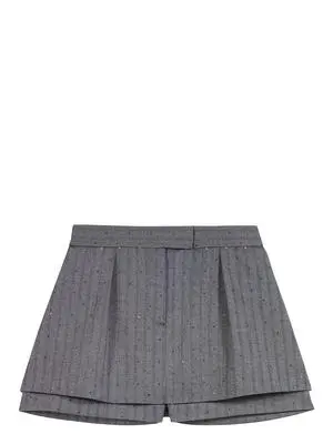 Maje Striped Rhinestone-embellished Skort - Black