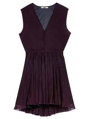 Maje Plissé Cut-out Mini Dress - Purple