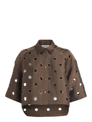 Sandro Embellished Cropped Shirt - Brown