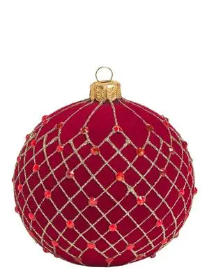 Harrods Velvet Criss-cross Embellished Bauble - Red