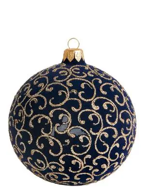 Harrods Velvet Glitter Swirl Bauble - Navy