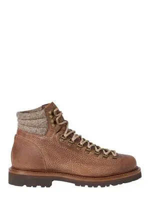Brunello Cucinelli Leather Lace-up Ankle Boots - Beige