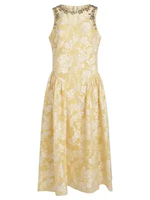Cinq À Sept Florence Organza Jacquard Midi Dress - Yellow