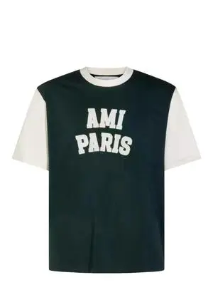 AMI Paris Logo-appliqué T-shirt - Green