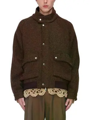 SONG FOR THE MUTE Tweed Raglan-sleeve Jacket - Brown