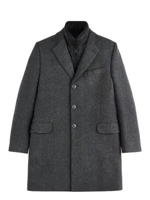 FAY Herringbone Pattern Double Coat - Grey