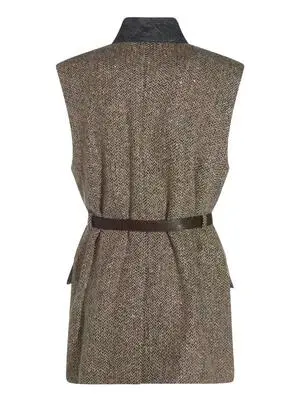 Brunello Cucinelli Sequin-embellished Belted Gilet - Brown