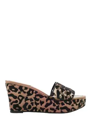 Rene Caovilla Allura Leopard-print Wedge Sandals 100mm - Neutrals