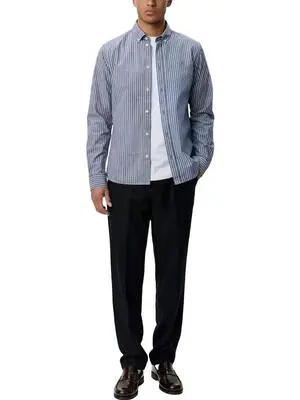 LES DEUX Striped Button-down Shirt - Blue