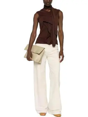 LEMAIRE Sleeveless Top With Ruffled Detailing - Brown