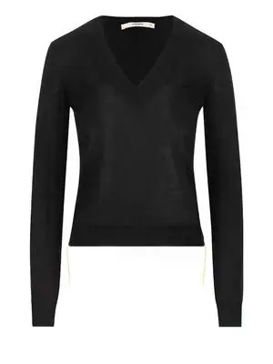 Fendi V-neck Fine Knit Sweater - Black