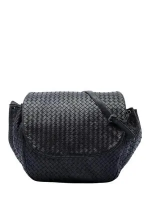 Bottega Veneta Nappa Intrecciato Flap Crossbody Bag - Black
