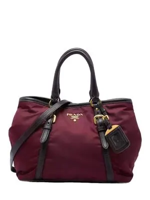 Prada Soft Calf Trimmed Tessel Satchel - Red