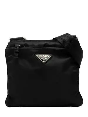 Prada Tessuto Zip Top Crossbody Bag - Black