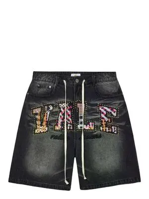 VALE FOREVER Patchwork Denim Shorts - Black