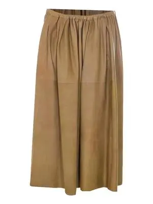 Auralee Elasticated Leather Skirt - Neutrals