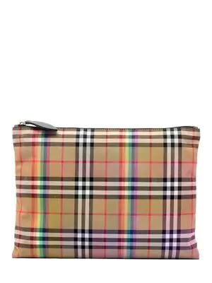 Burberry House Check Canvas Rainbow Clutch Bag - Neutrals