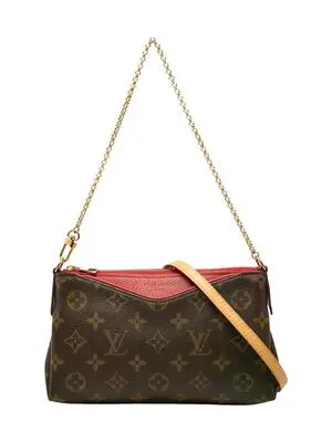 LOUIS VUITTON Monogram Pallas Clutch Satchel - Brown