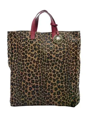 Fendi Leopard Printed Canvas Shopping Tote Bag - Brown