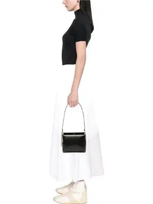 FERRAGAMO Leather Gancini Shoulder Bag - Black