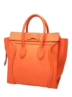 Celine Leather Luggage Tote Bag - Orange