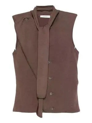 LEMAIRE Sleeveless Top With Ruffled Detailing - Brown