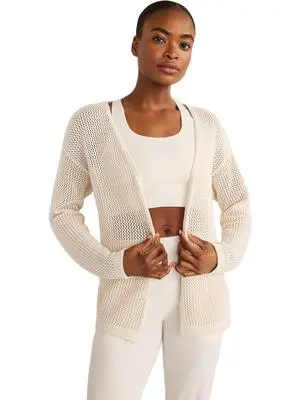 HAVEN WELL WITHIN Organic Cotton Open Stitch Relaxed Cardigan - Light Stone
