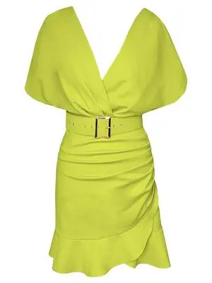ALINA CERNATESCU Mariposa Mini Ruffle Cocktail Dress - Green