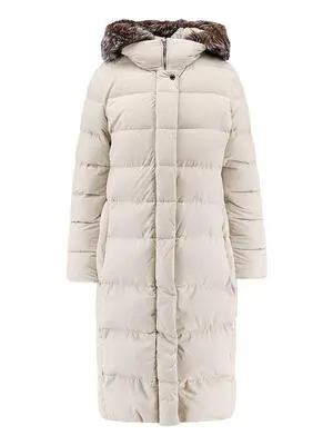 MOORER Water-repellent Stretch Fabric Down Coat - Beige