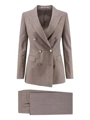 Tagliatore Parigi Double-breasted Virgin Wool Tailleur - Beige