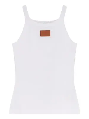 Fendi Ribbed Cotton Tank Top - White