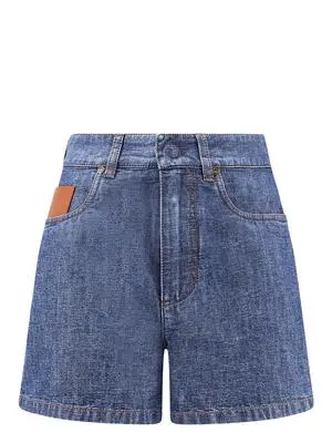 Fendi Chambray Denim Shorts - Blue