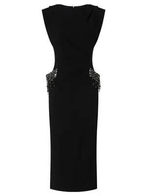 Pinko Bejewelled Embroidery Slim-fit Midi Dress - Black