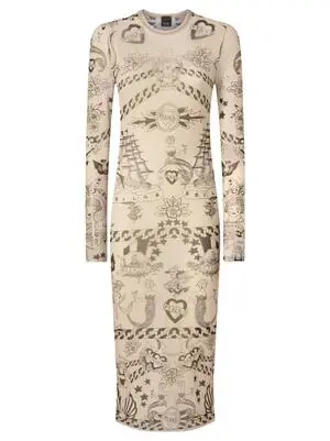 Pinko Aneletti Printed Tulle Dress - Nude