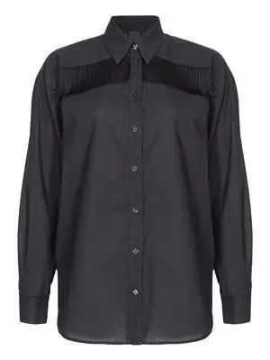Pinko Buttoned Long Sleeve Shirt With Lapel Neck - Black