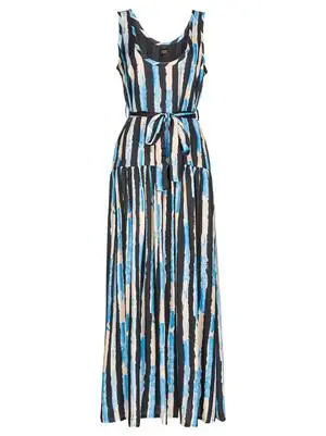 Pinko Striped Tie-waisted Maxi Dress - Black