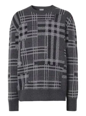 Burberry Checkered Jacquard Jumper - Black